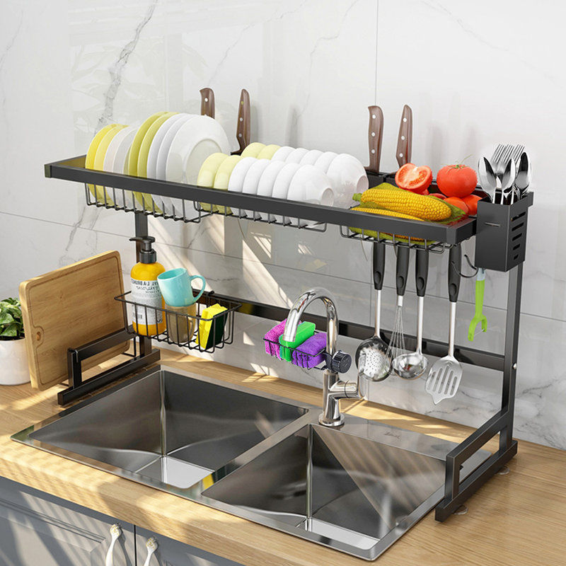 Aquaterior 2 Tier Dish Drying Rack Over Sink Kitchen Drainer Storage